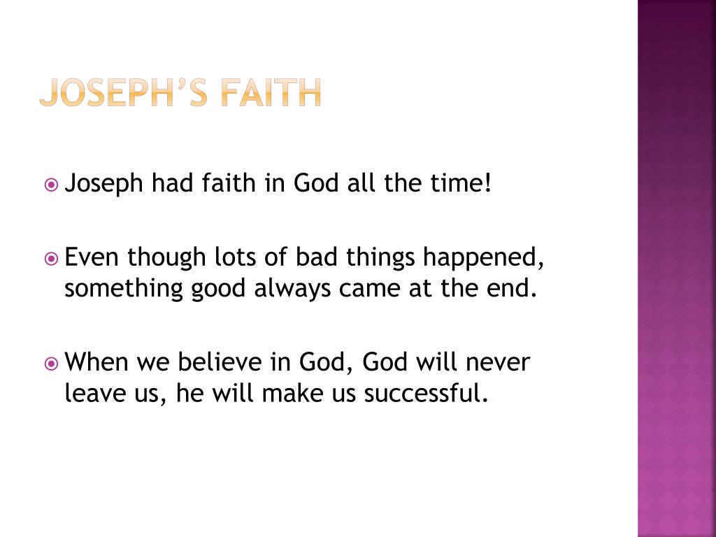 PPT - Joseph’s Faith leads to his success PowerPoint Presentation, free ...