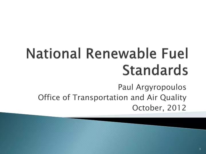 PPT - National Renewable Fuel Standards PowerPoint Presentation, free ...
