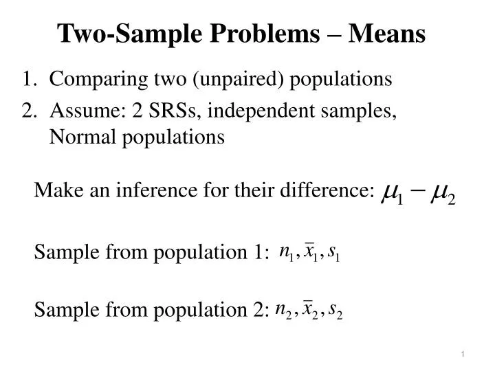 PPT - Two-Sample Problems – Means PowerPoint Presentation, free ...