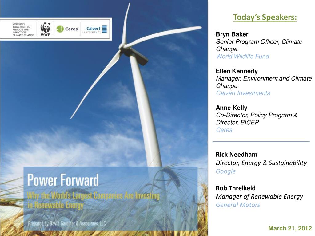 PPT - Today’s Speakers : Bryn Baker Senior Program Officer, Climate ...
