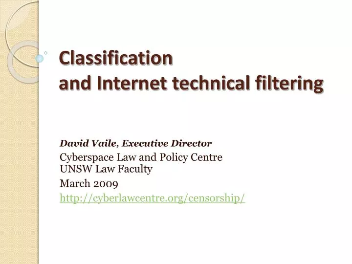 PPT - Classification and Internet technical filtering PowerPoint ...