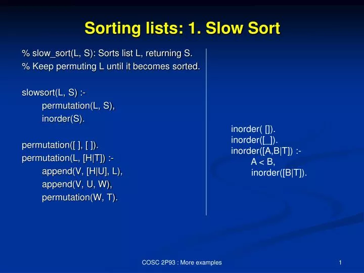 Ppt Sorting Lists 1 Slow Sort Powerpoint Presentation Free Download Id2626172 