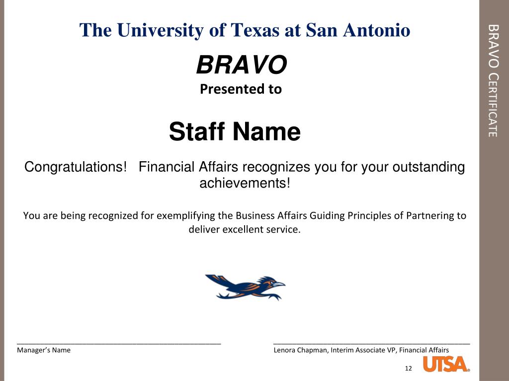 PPT - Financial affairs’ Employee recognition – BRAVO PowerPoint ...