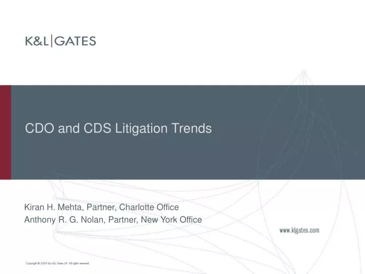 PPT - CDO and CDS Litigation Trends PowerPoint Presentation, free ...