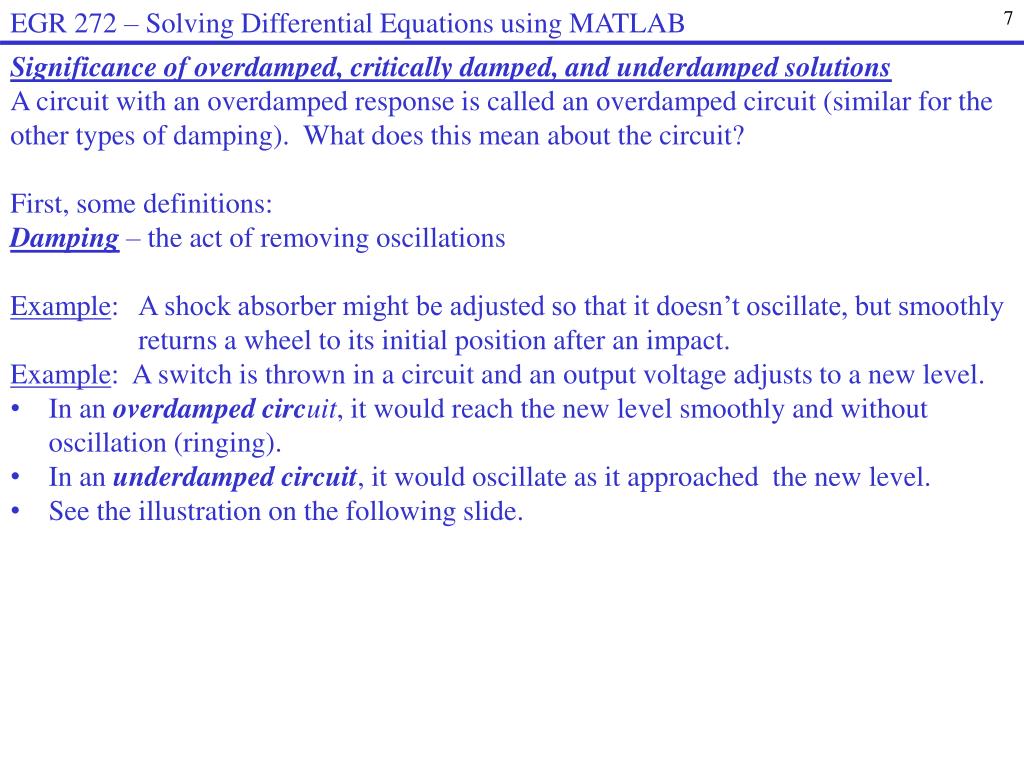 PPT - Solving Differential Equations using MATLAB: Notes on using ... PPT - Solving Differential Equations using MATLAB: Notes on using ...