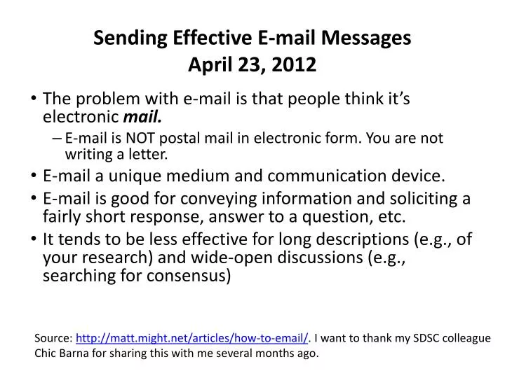 PPT - Sending Effective E-mail Messages April 23, 2012 PowerPoint ...