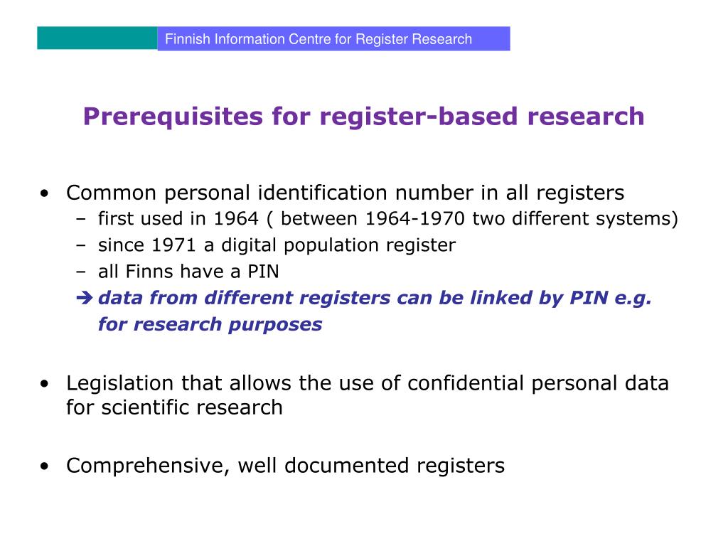 PPT - Documenting Register Data for Research Purposes PowerPoint ...