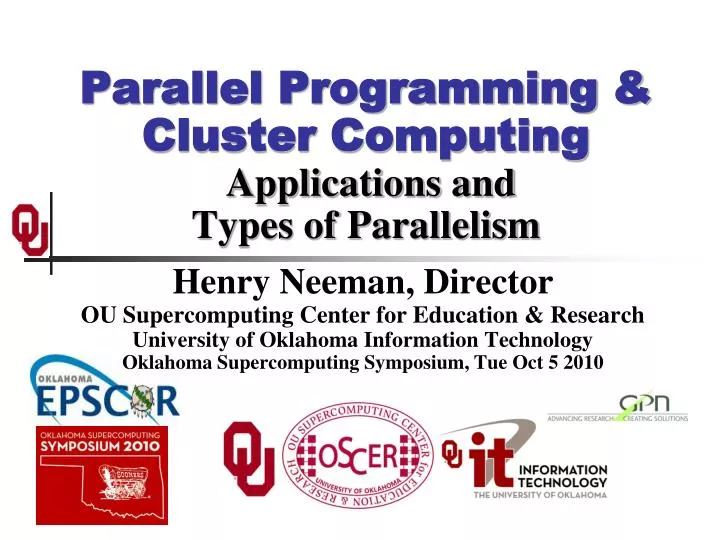Ppt Parallel Programming And Cluster Computing Applications And Types 1822