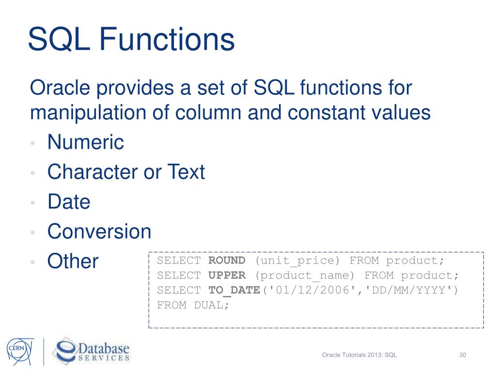 Ppt Oracle Tutorials 2013 Sql Structured Query Language Eva Dafonte P érez It Db Powerpoint