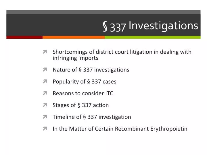 PPT - § 337 Investigations PowerPoint Presentation, free download - ID ...