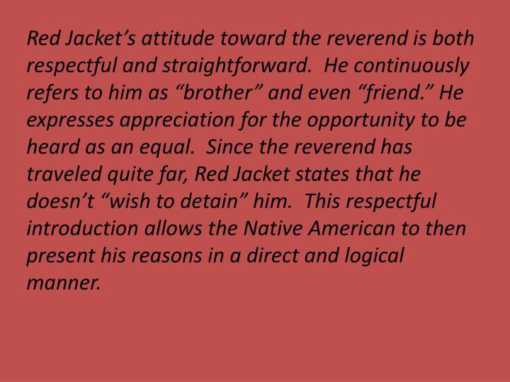 PPT - “Lecture to a Missionary ” speech by Red Jacket PowerPoint ...