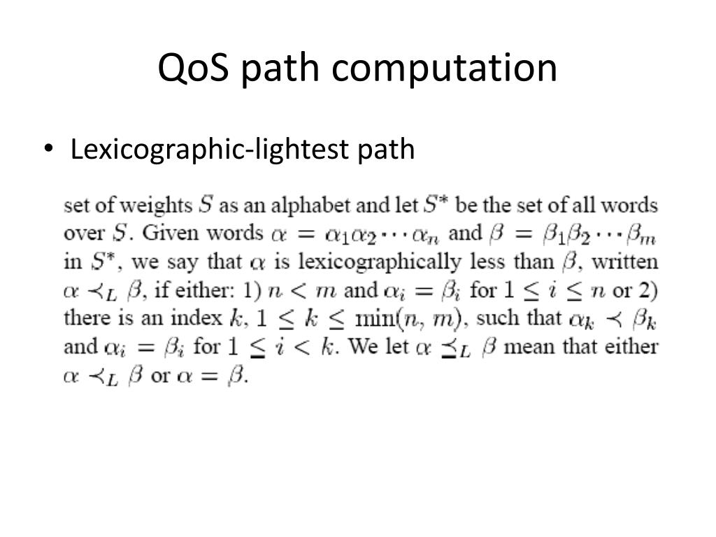 Ppt Algebra And Algorithms For Qos Path Computation And Hop By Hop Routing In The Internet