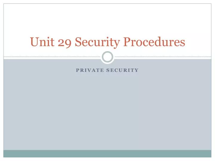 PPT - Unit 29 Security Procedures PowerPoint Presentation, free ...