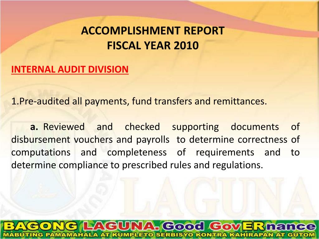 PPT - ACCOMPLISHMENT REPORT Provincial Accounting Office Provincial ...