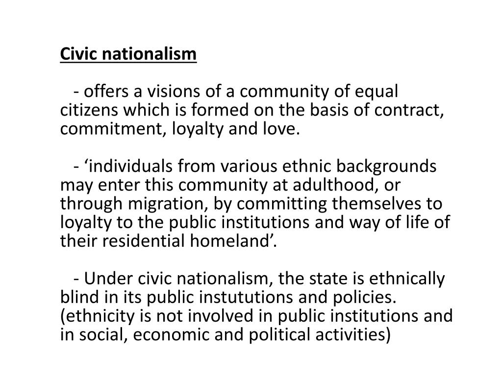 PPT - Civic Nationalism Ethnocultural Nationalism Multicultural Natio ...