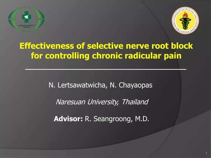 PPT - Effectiveness of selective nerve root block for controlling ...