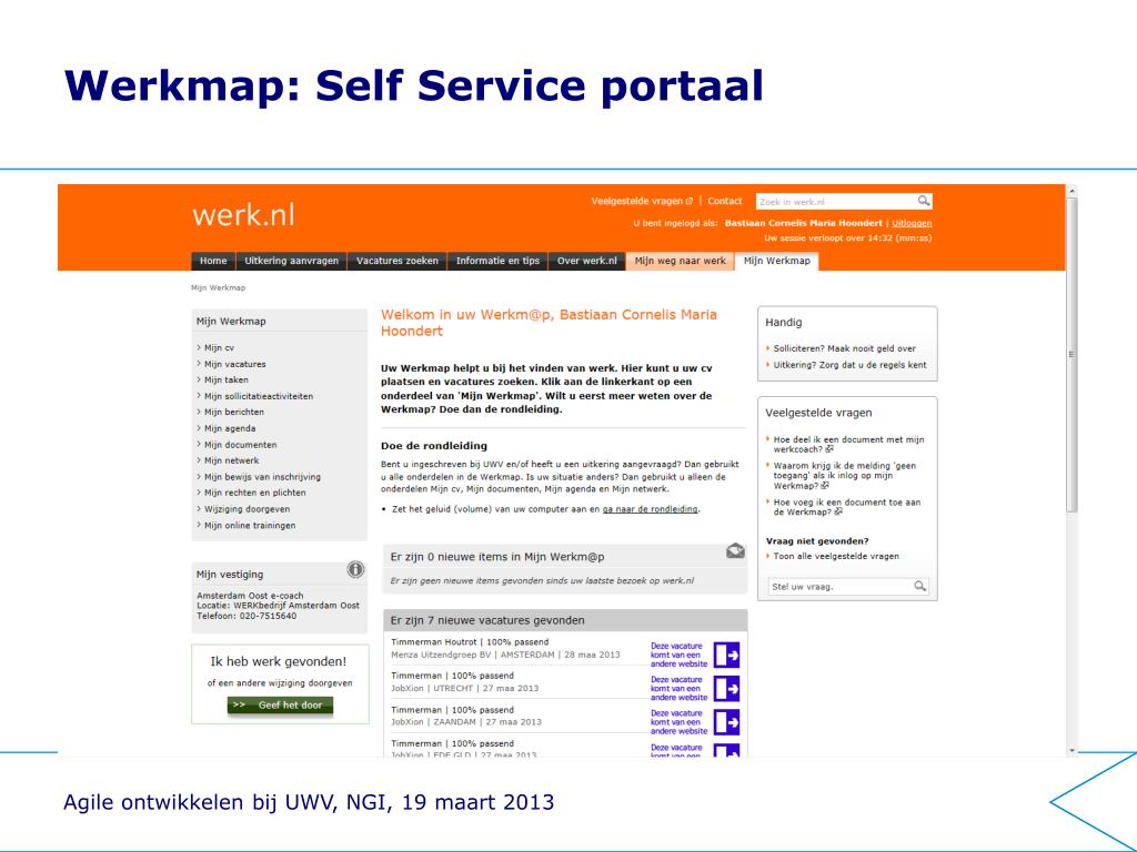 PPT - Agile ontwikkelen bij UWV NGI, 19 maart 2013, Bas Hoondert ...