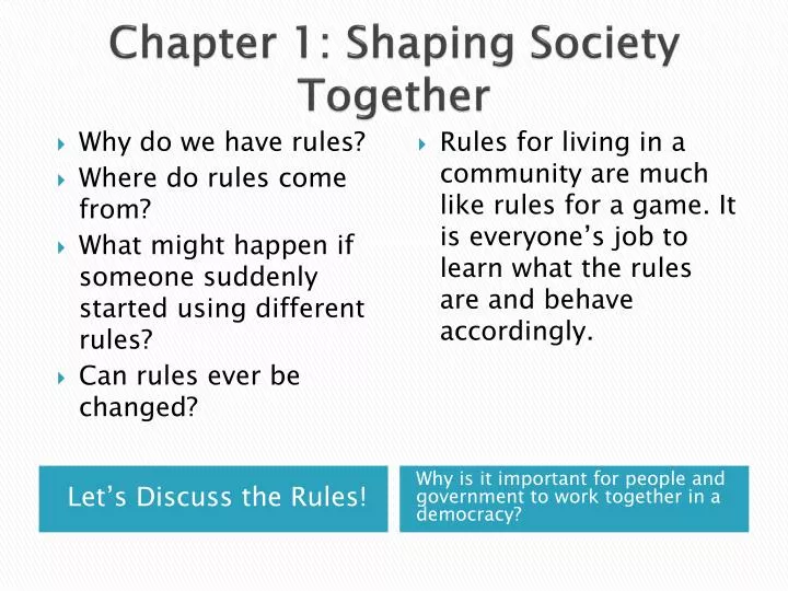 PPT - Chapter 1: Shaping Society Together PowerPoint Presentation, free ...