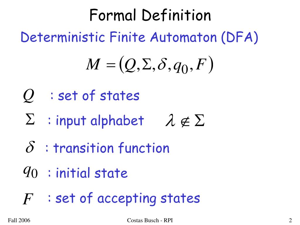 Ppt Deterministic Finite Automaton Dfa Powerpoint Presentation