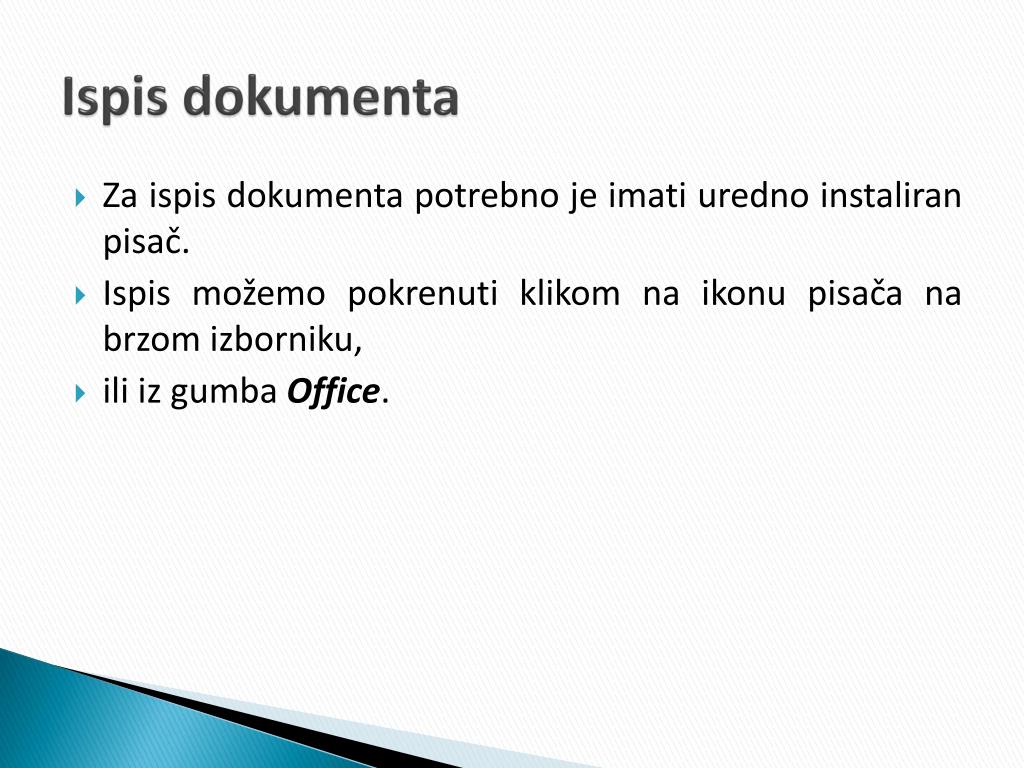 PPT - Nastavna jedinica: 6.2 . Ispis dokumenta PowerPoint Presentation ...
