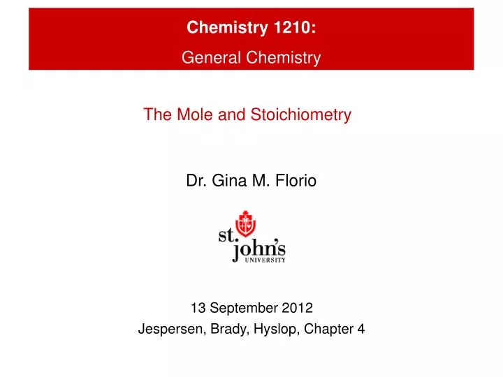 PPT - Chemistry 1210: General Chemistry PowerPoint Presentation, free ...