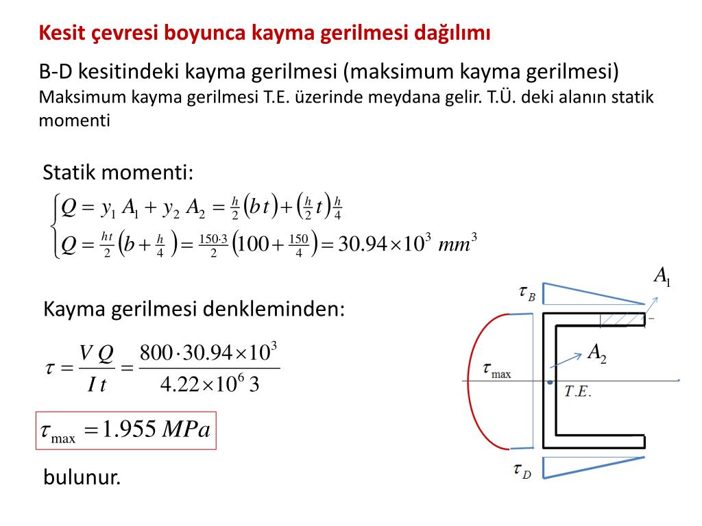 PPT - Kesme kuvveti-Kayma gerilmesi-Kayma akımı-Kayma merkezi ...