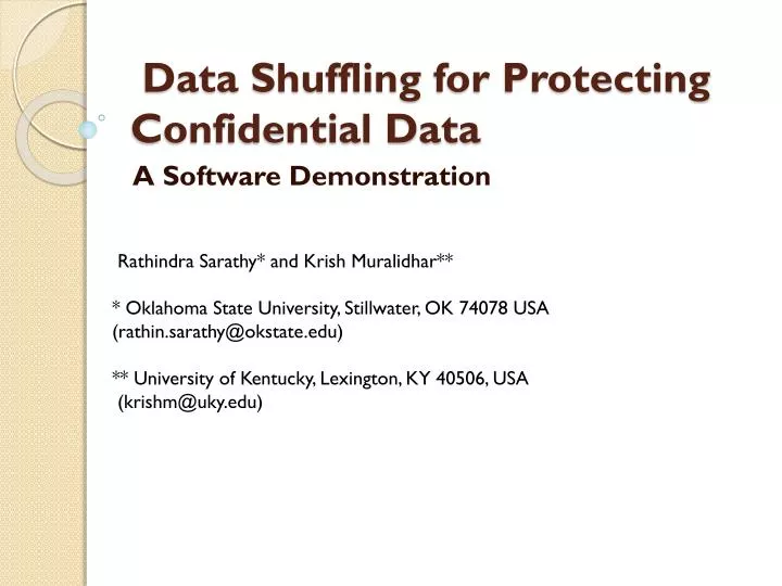 PPT - Data Shuffling for Protecting Confidential Data PowerPoint ... PPT - Data Shuffling for Protecting Confidential Data PowerPoint ...