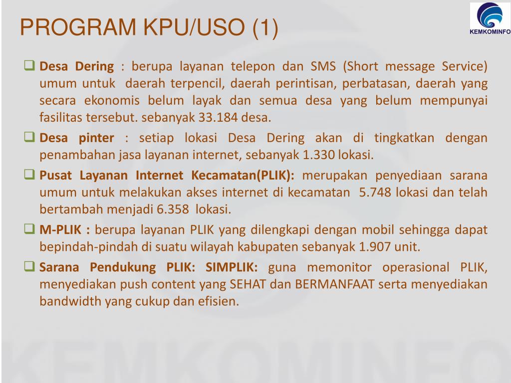 PPT - PEMANFAATAN TIK MELALUI PENYEDIAAN KPU/USO PowerPoint ...