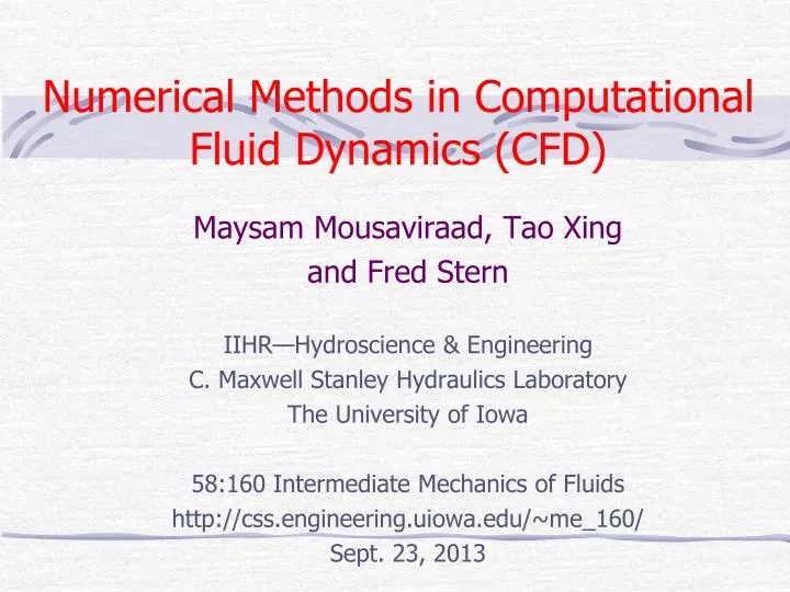 Ppt Numerical Methods In Computational Fluid Dynamics Cfd Powerpoint Presentation Id2650944