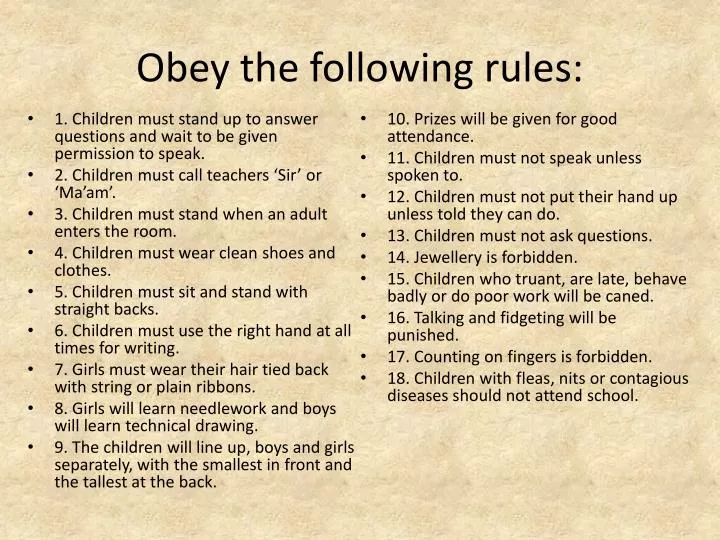 PPT - Obey the following rules: PowerPoint Presentation, free download ...