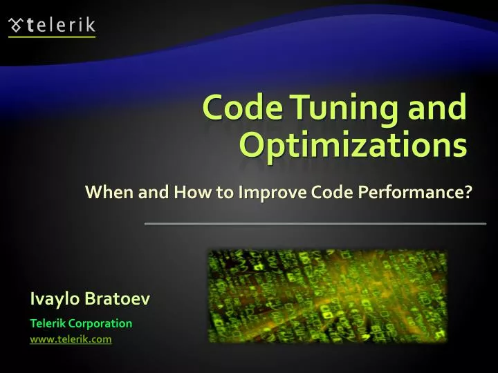 PPT - Code Tuning and Optimizations PowerPoint Presentation, free ...