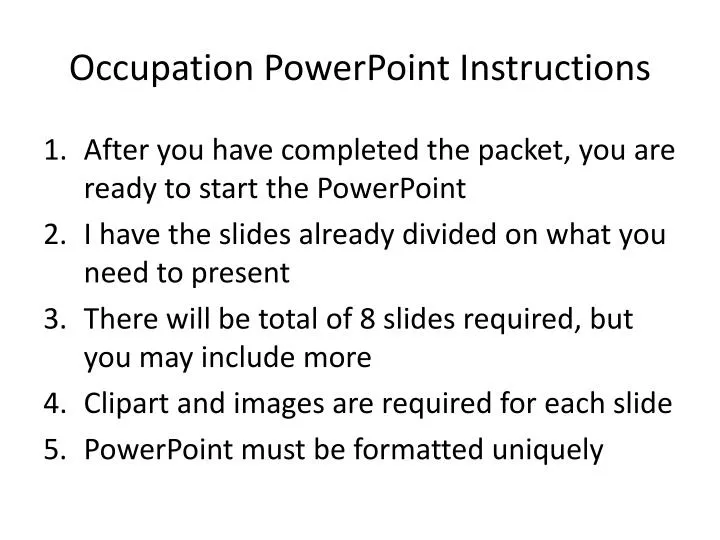 PPT - Occupation PowerPoint Instructions PowerPoint Presentation, free ...