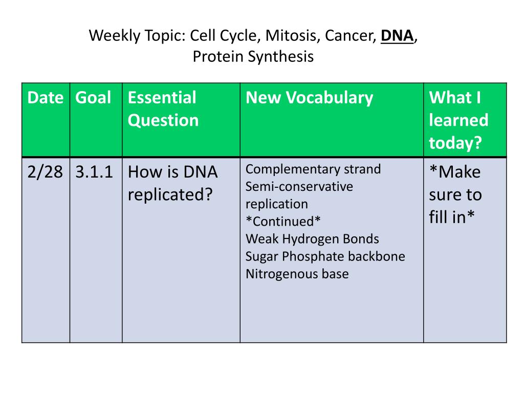 PPT - Weekly Topic: Cell Cycle, Mitosis, Cancer , DNA, Protein ...