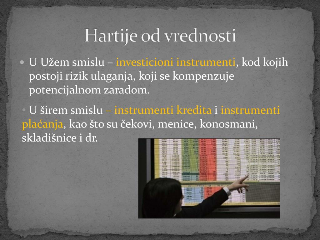 PPT - HARTIJE OD VREDNOSTI NA FINANSIJSKOM TR ŽIŠTU PowerPoint ...