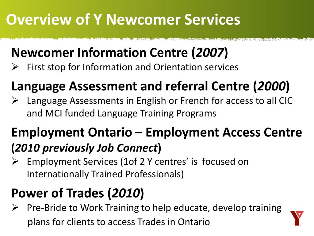 PPT - Newcomer Programs & Profile Overview f rom the YMCA-YWCA of the ...