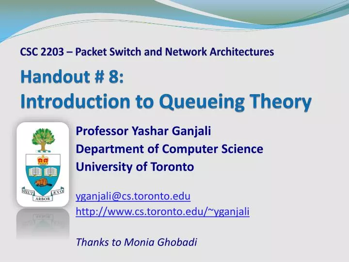 PPT - Handout # 8: Introduction to Queueing Theory PowerPoint ...