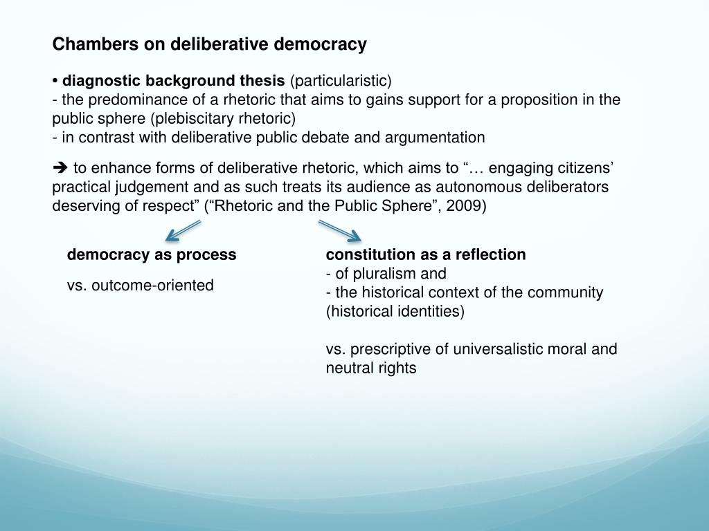 PPT - Deliberative Democracy: Chambers' Insights PowerPoint Presentation - ID:2658319