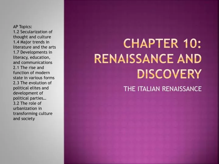 PPT - CHAPTER 10: RENAISSANCE AND DISCOVERY PowerPoint Presentation ...