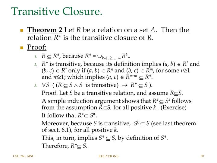 PPT - Closures of Relations: Transitive Closure and Equivalence ...