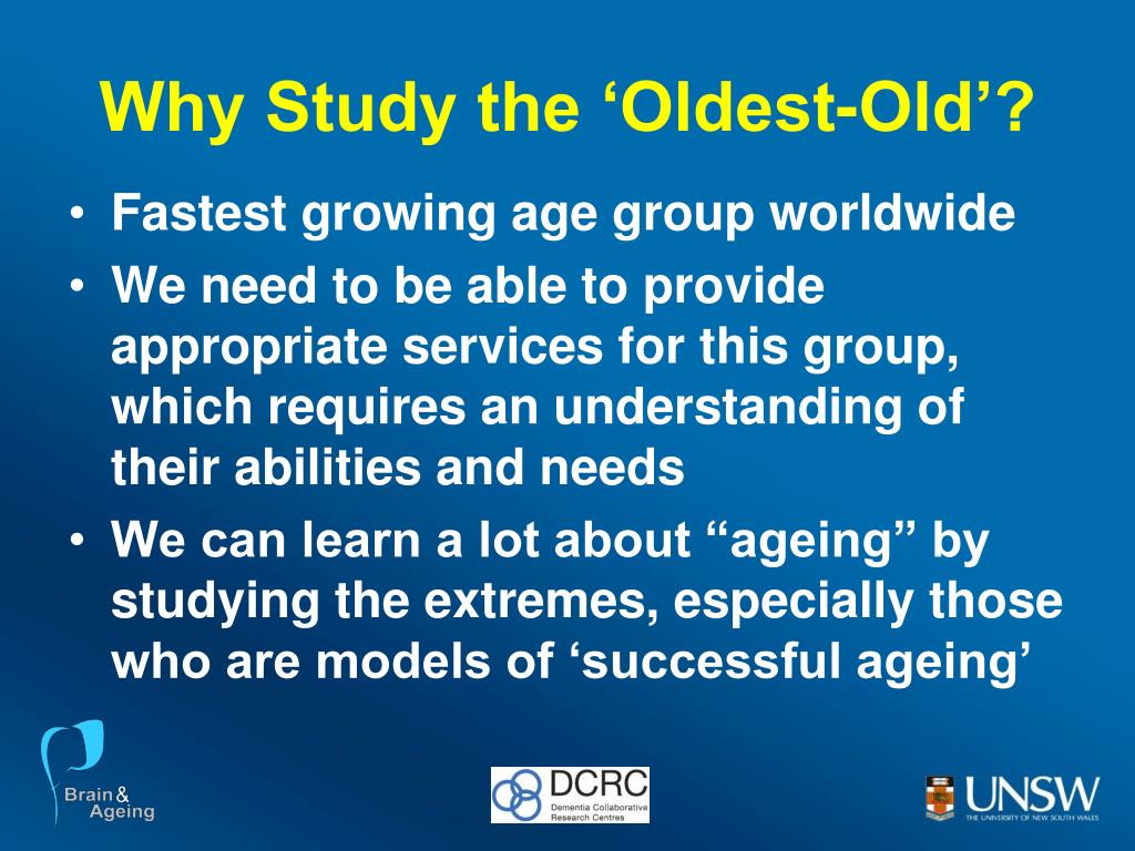 PPT - Living to 100: Preliminary Findings from the Sydney Centenarian ...