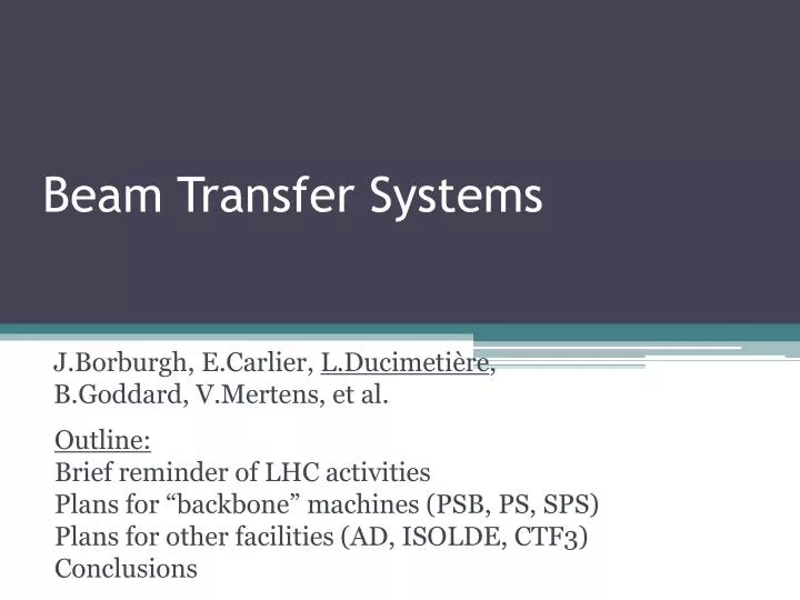 PPT - Beam Transfer Systems PowerPoint Presentation, free download - ID ...