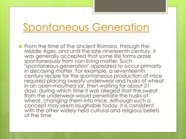 PPT - Spontaneous Generation PowerPoint Presentation, free download ...