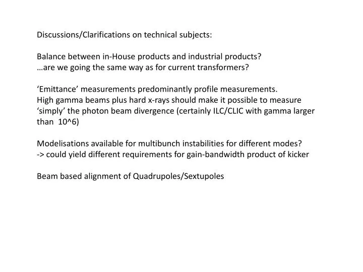 PPT - Discussions/Clarifications on technical subjects: PowerPoint ...