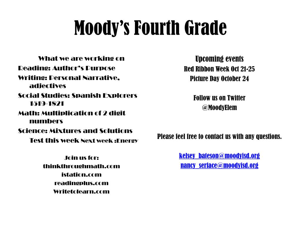 PPT - Moody’s Fourth Grade PowerPoint Presentation, free download - ID ...