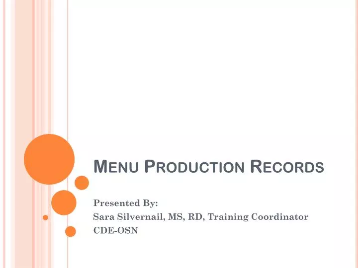 PPT - Menu Production Records PowerPoint Presentation, free download ...