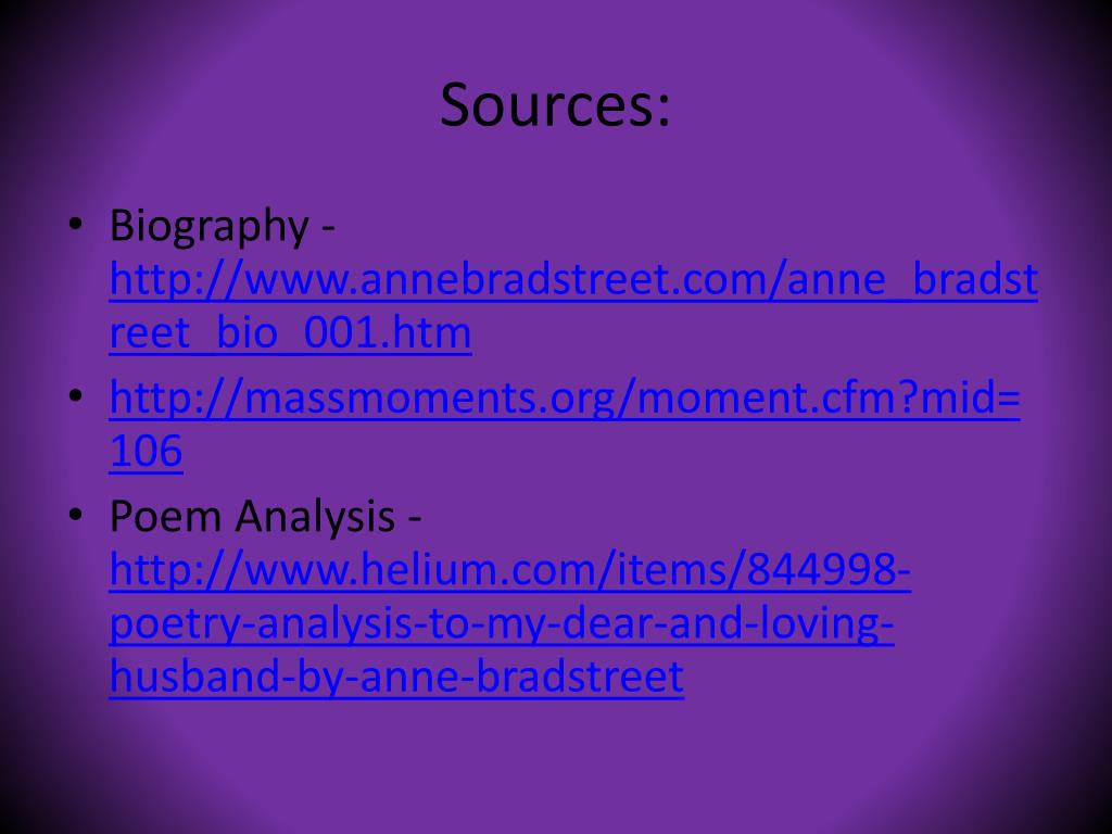 PPT - To My Dear and Loving Husband -Anne Bradstreet- PowerPoint ...