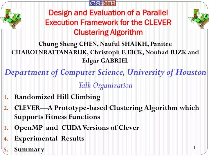 Ppt Design And Evaluation Of A Parallel Execution Framework For The Clever Clustering 4524
