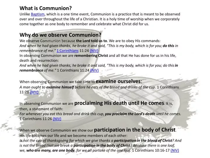 PPT - What is Communion? PowerPoint Presentation, free download - ID ...