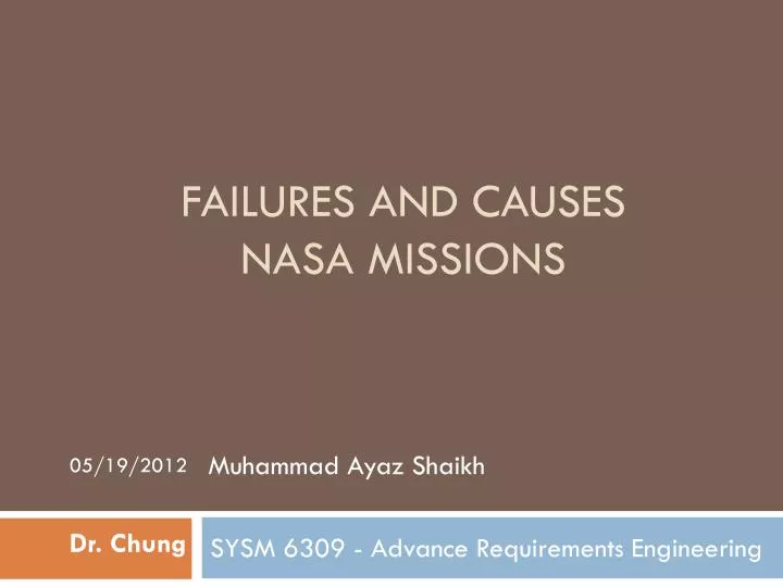 PPT - Failures And causes nasa missions PowerPoint Presentation, free ...