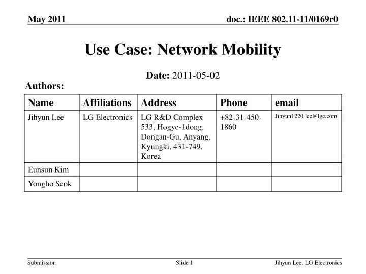 PPT - Use Case: Network Mobility PowerPoint Presentation, free download ...